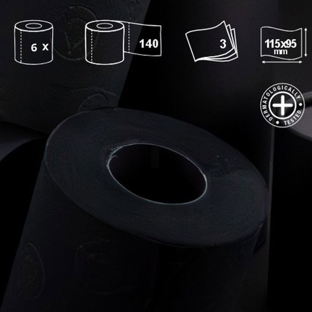 Black Toilet Paper | Renova Premium 3-Ply | Pack of 6 (Best Seller)