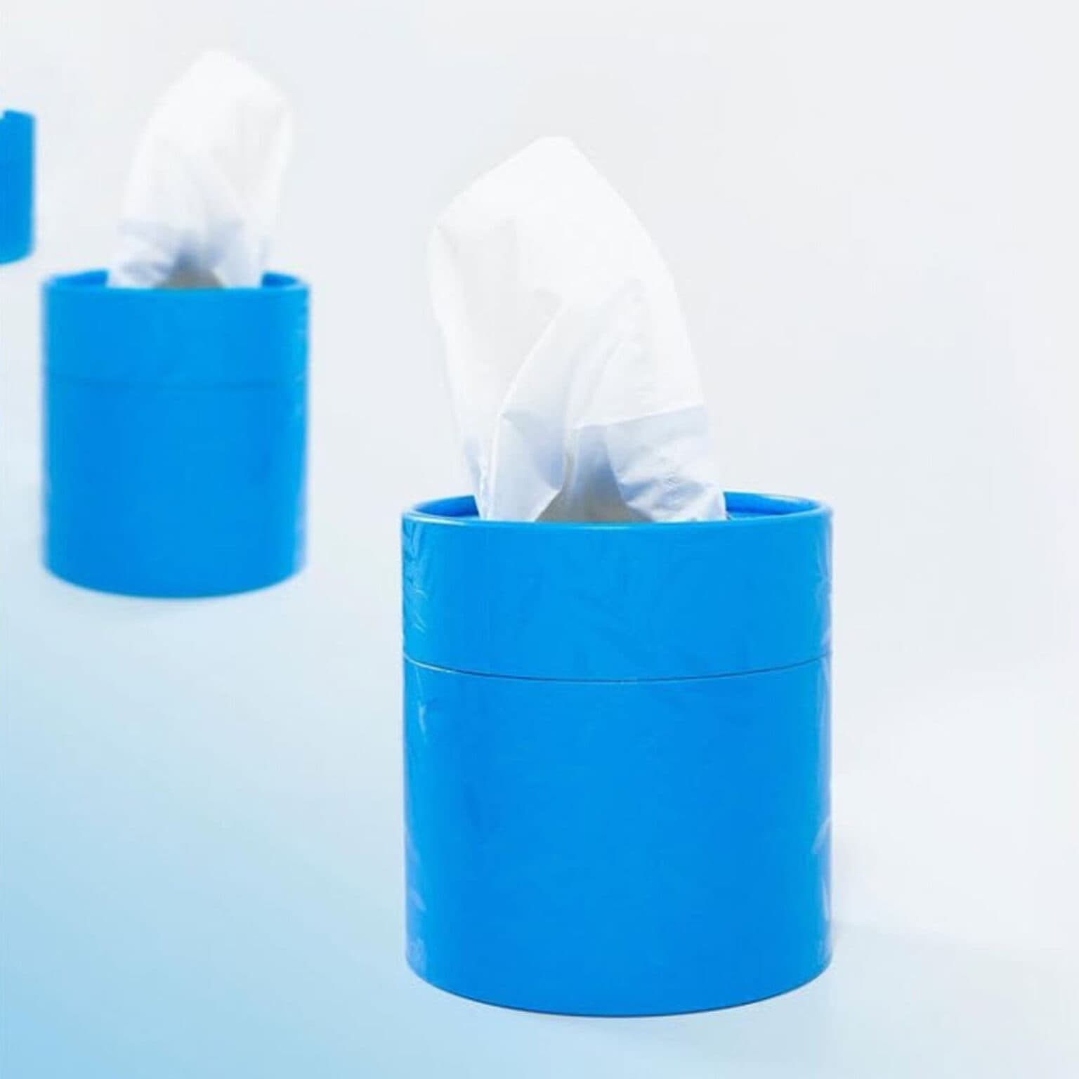 White Facial Tissue Colored Round Blue Box 3 Ply 40 Tissues