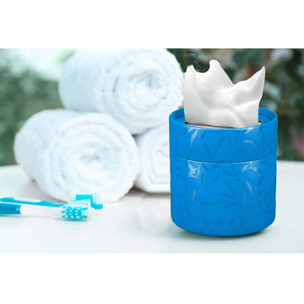 White Facial Tissue Colored Round Blue Box 3 Ply 40 Tissues