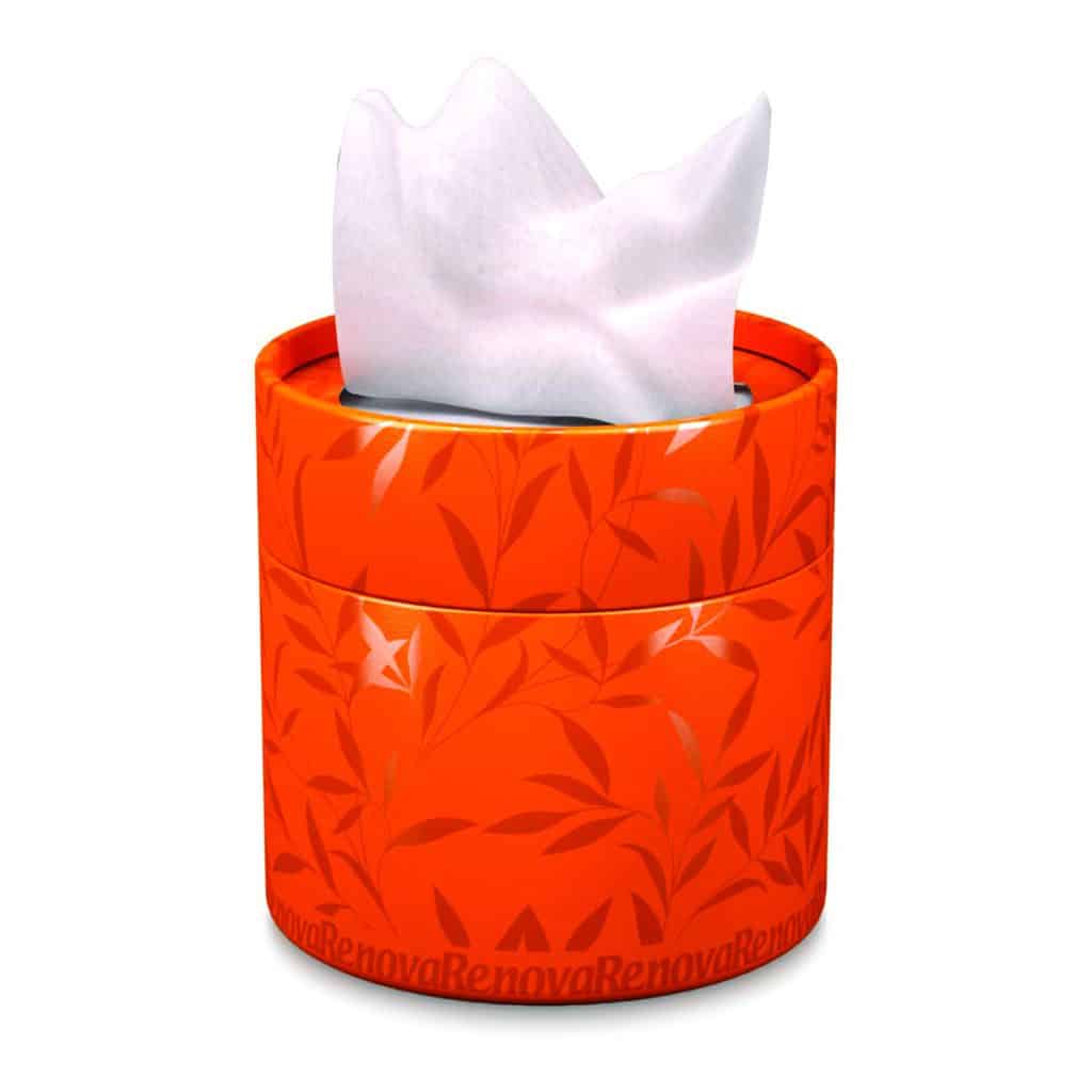 White Facial Tissue Colored Round Orange Box 3 Ply 40 Tissues