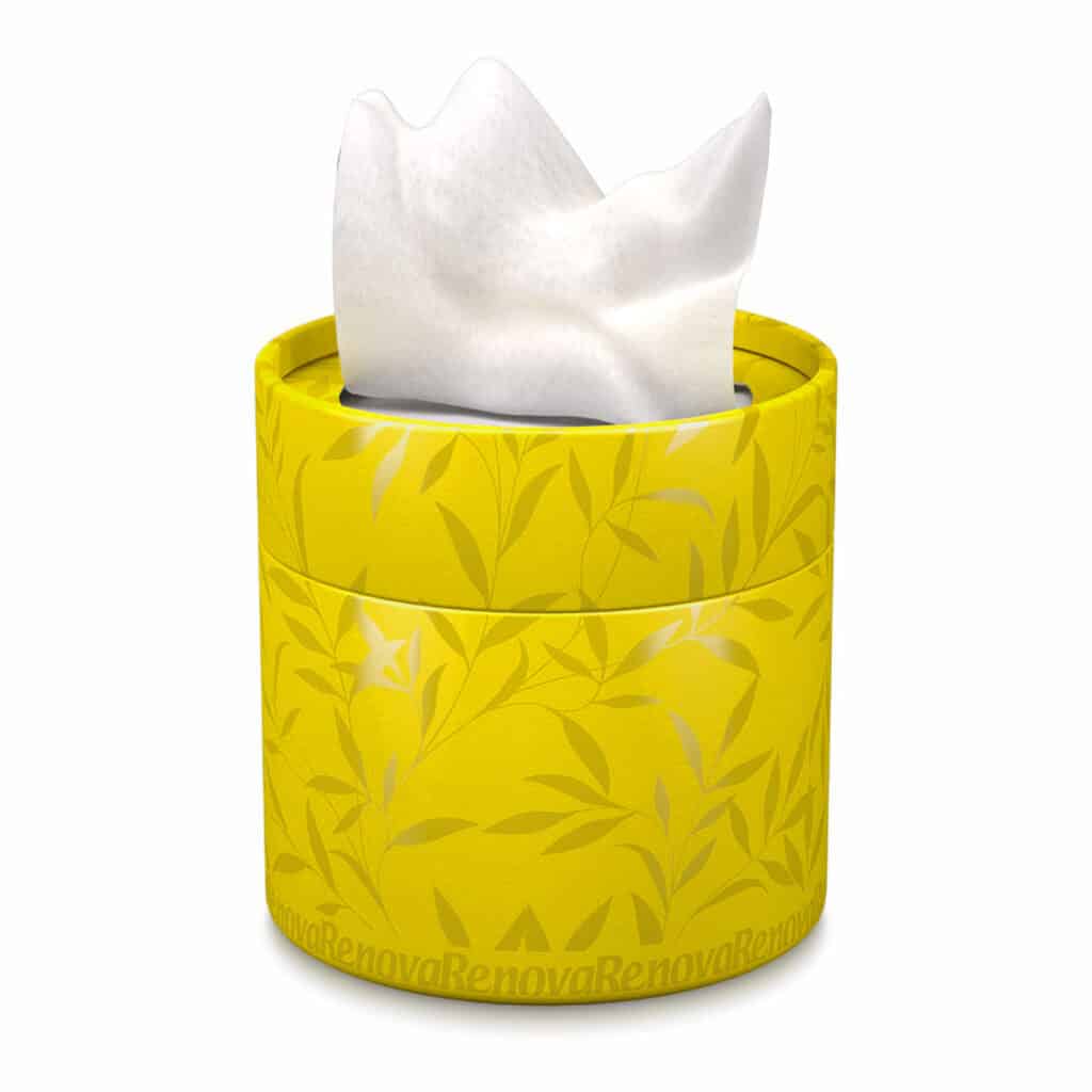 White Facial Tissue Colored Round Yellow Box 3 Ply 40 Tissues