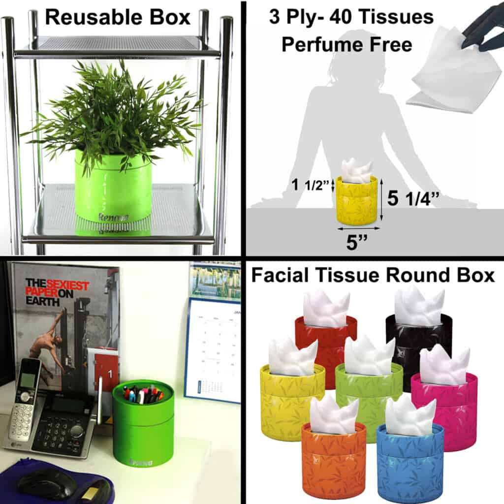 White Facial Tissue Colored Round Yellow Box 3 Ply 40 Tissues