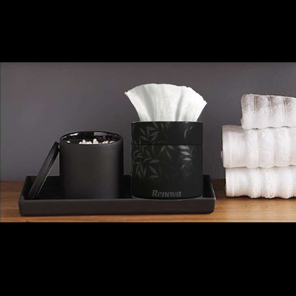 White Facial Tissue Colored Round Blue Box 3 Ply 40 Tissues