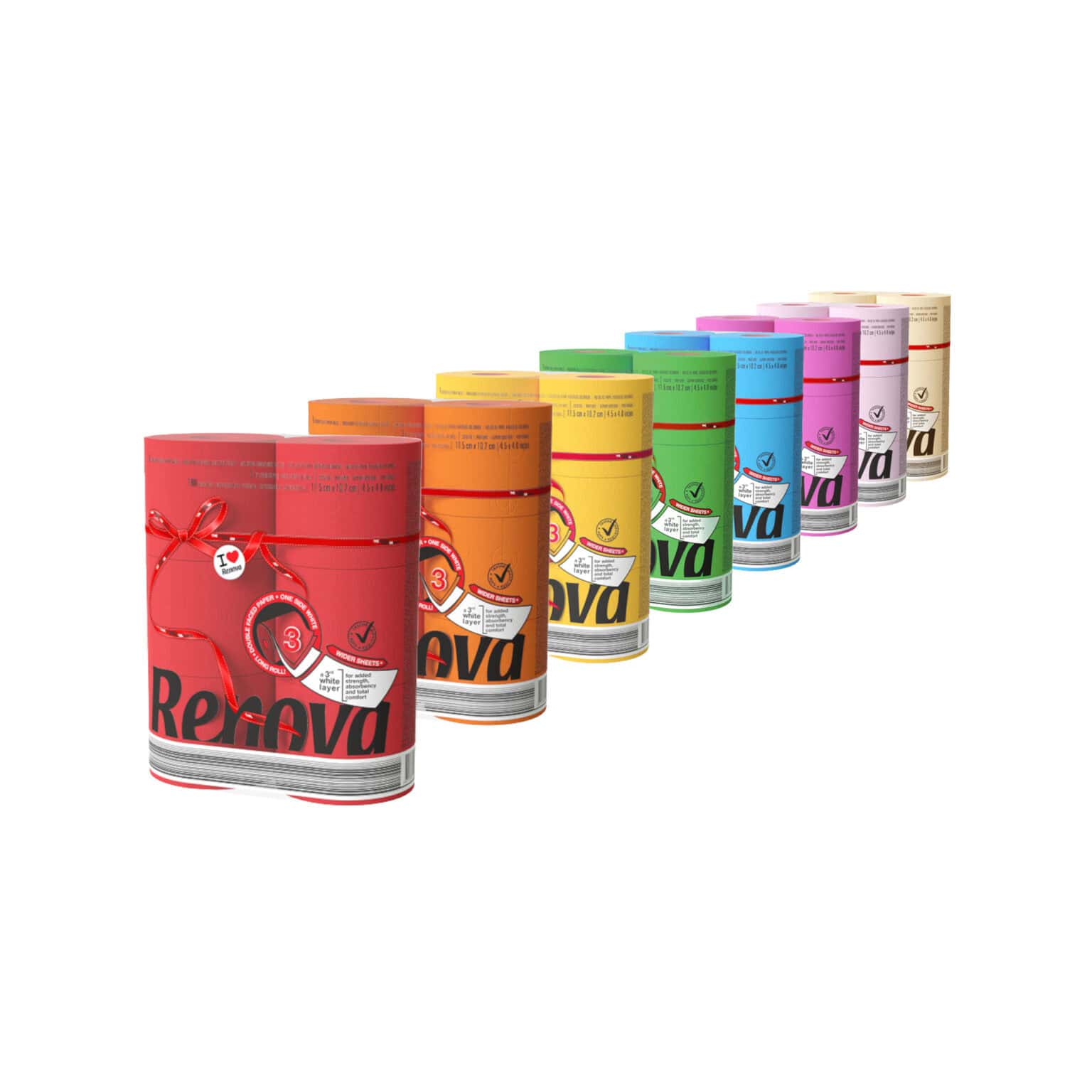 Red Toilet Paper Jumbo 6-Pack | Renova | 3-Ply Rolls