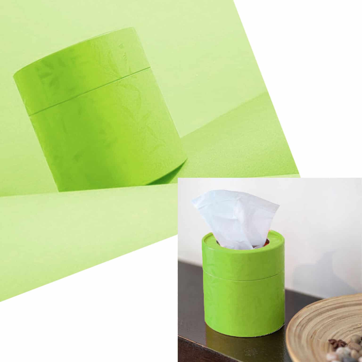 Facial Tissue Round Lime Green Box | Renova | 3-Ply Tissues