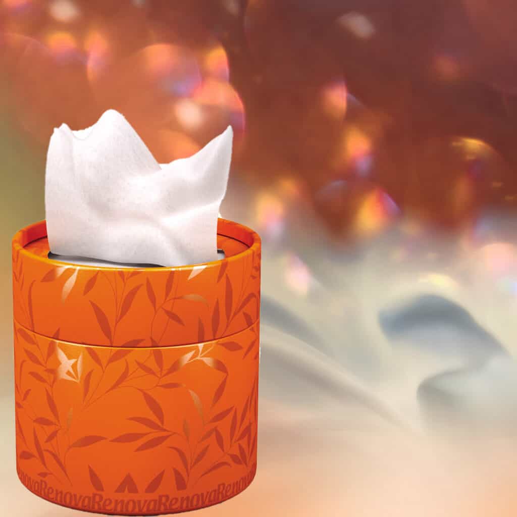 Facial Tissue Round Orange Box | Renova | 3-Ply Tissues
