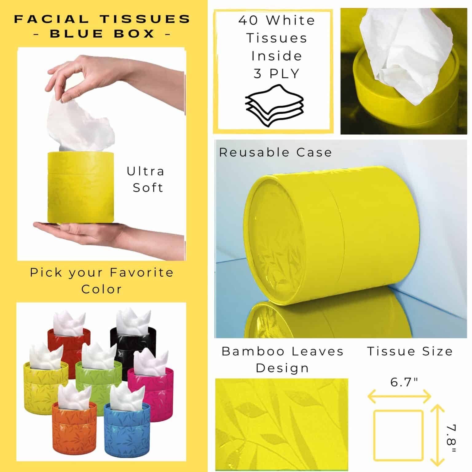 Facial Tissue Round Yellow Box | Renova | 3-Ply Tissues