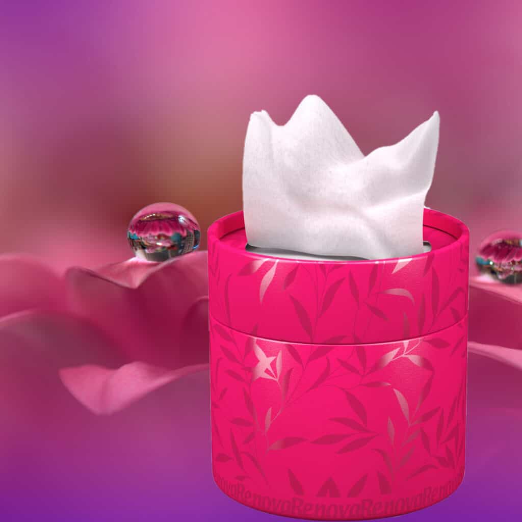 Facial Tissue Round Pink Box | Renova | 3-Ply Tissues