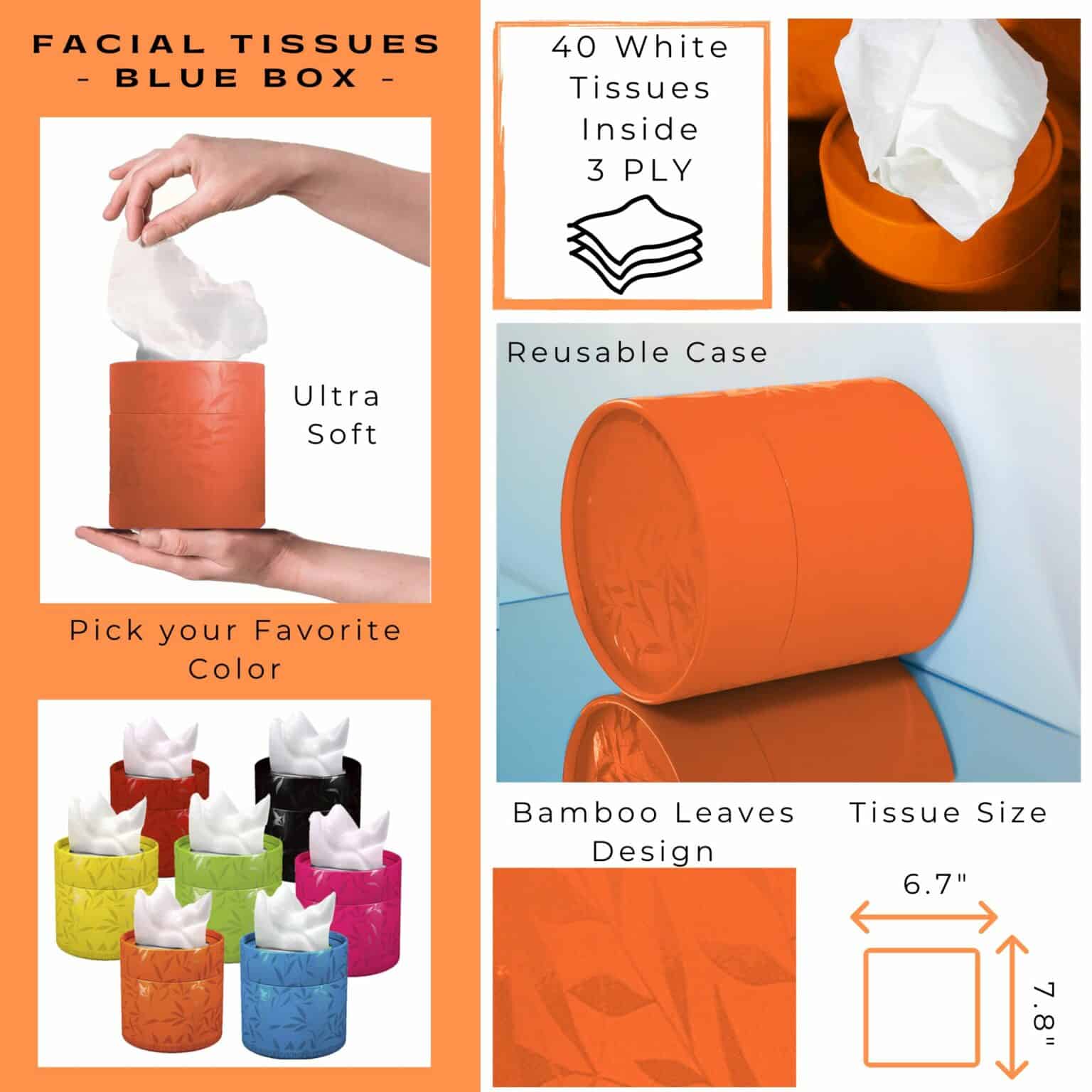 Facial Tissue Round Orange Box | Renova | 3-Ply Tissues