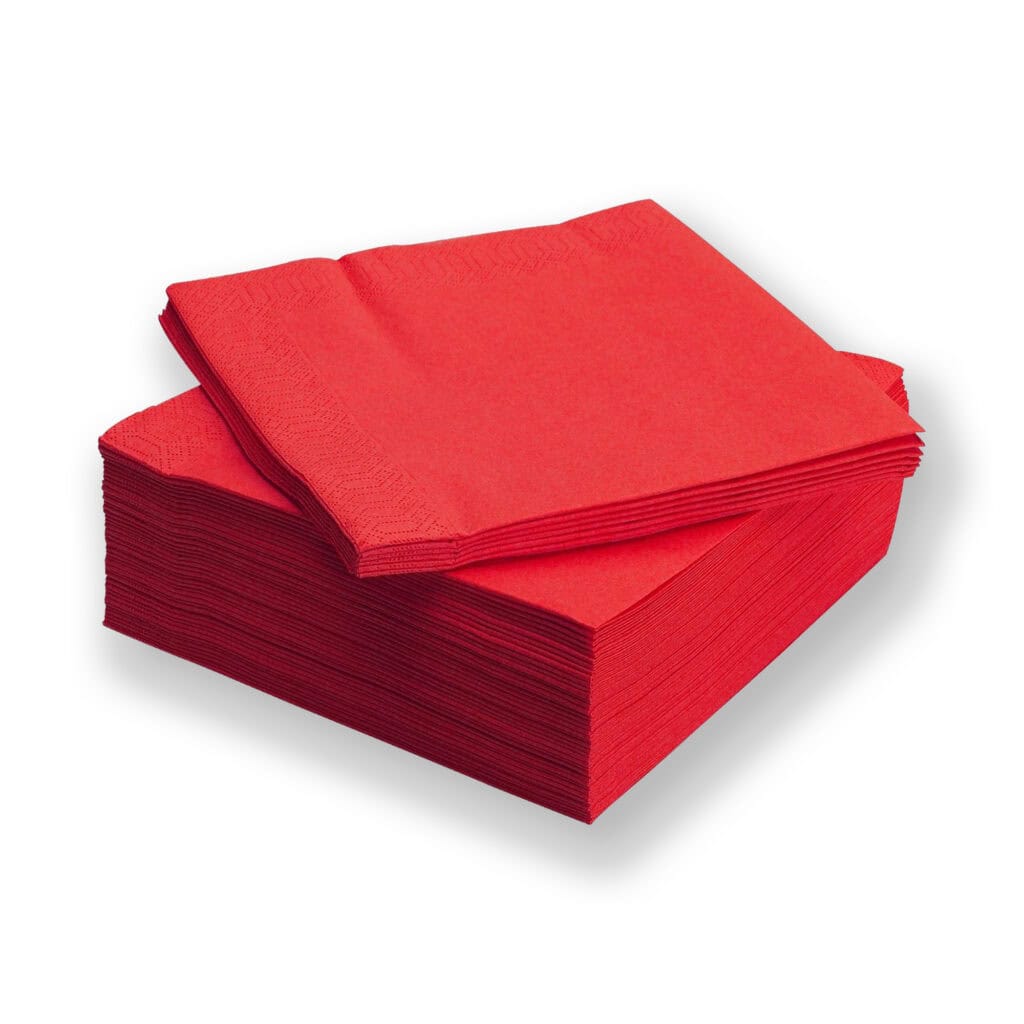 Red Cocktail Napkins 12-Pack | Renova | 30 Napkins | 2-Ply