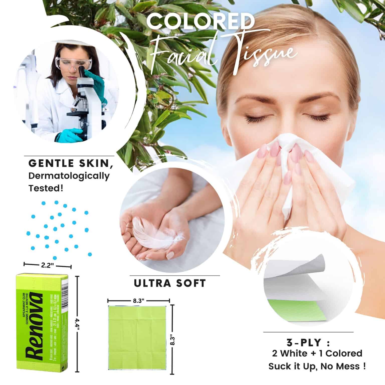 Green Pocket Tissue 6-Pack | Renova | 3-Ply