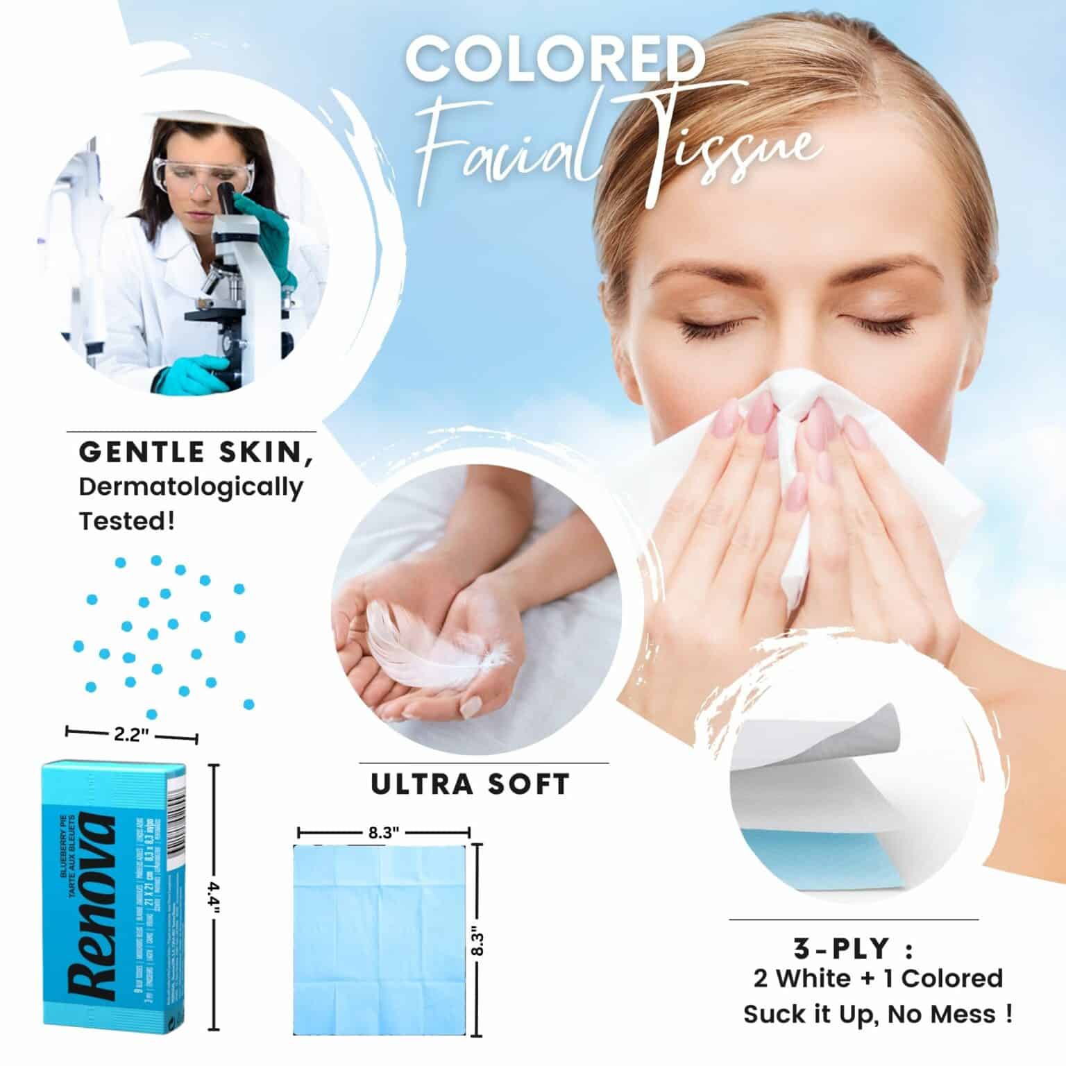 Blue Pocket Tissue 84-Pack | Renova | 3-Ply