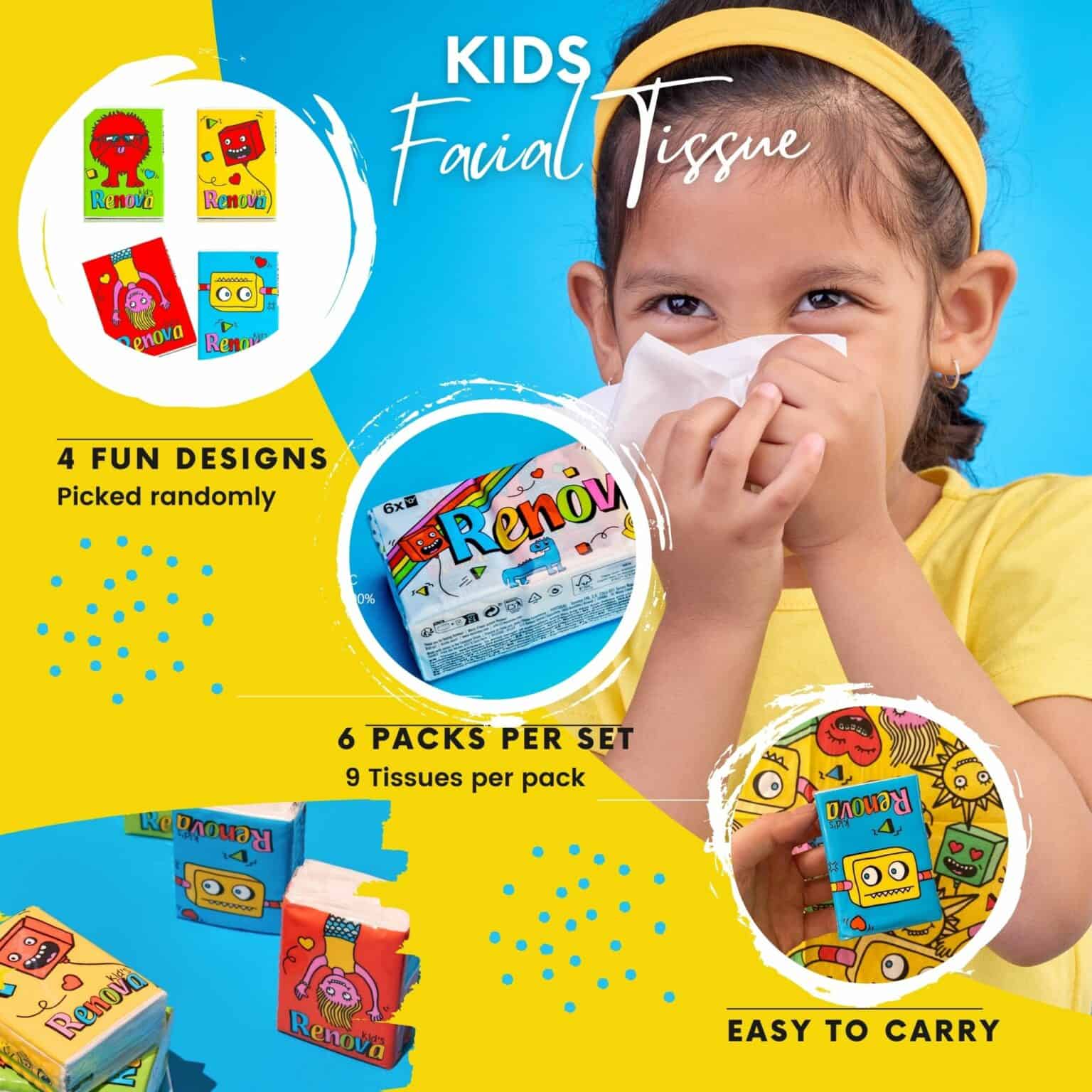 Kids Pocket Tissue 36-Pack | Renova | 4-Ply Tissues